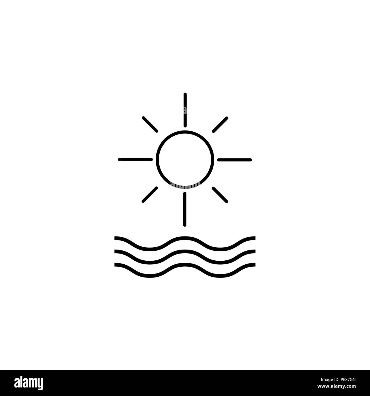 sun and waves line icon. vector illustration Stock Vector Image & Art ...