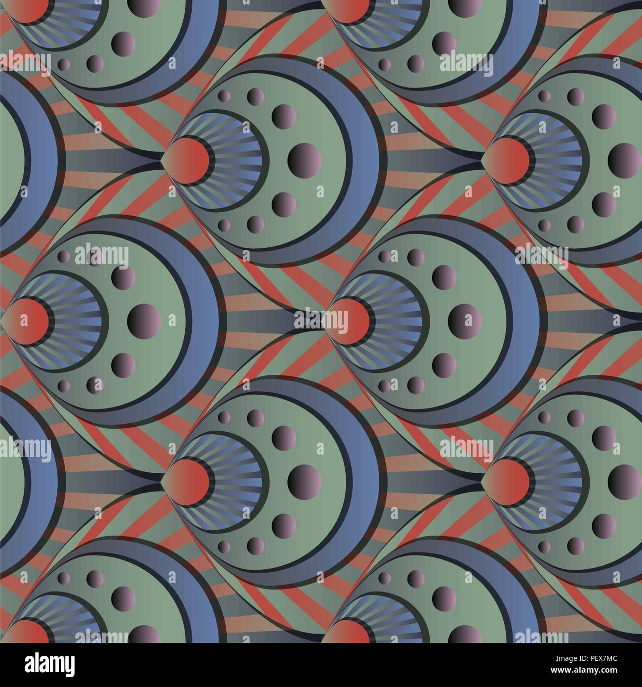 Vibrant gradient seamless fairy shells vector blue and red pattern ...