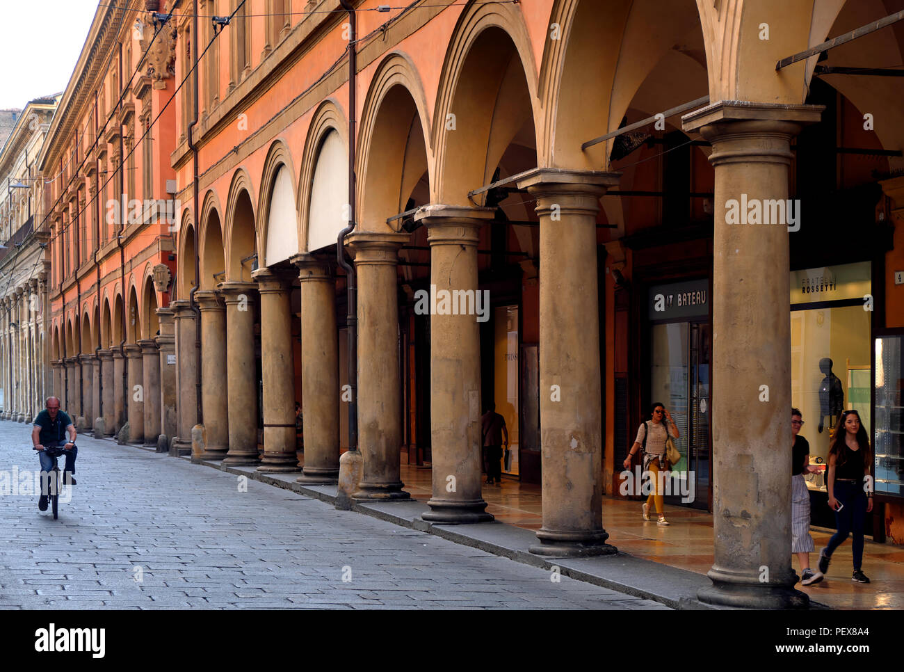 covered walkway and street in bologna italy Stock Photo - Alamy
