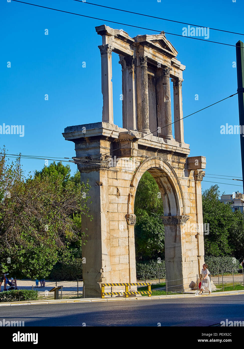 Arch of Hadrian or Hadrian`s gate, ancient monumental triumphal arched ...
