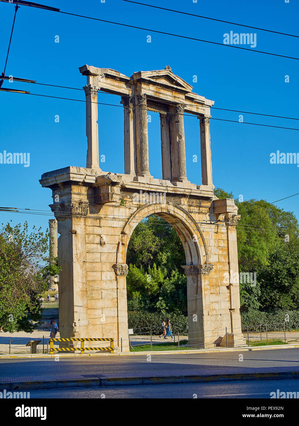 Arch of Hadrian or Hadrian`s gate, ancient monumental triumphal arched ...