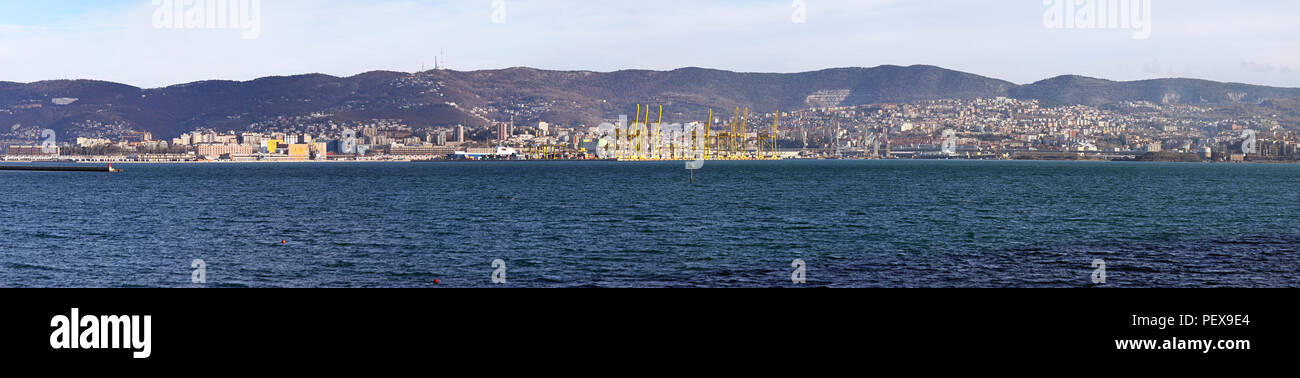 Long panorama of Trieste bay in Italy Stock Photo - Alamy