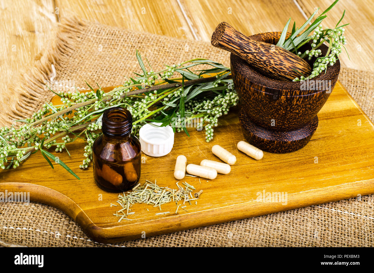 Natural herbal capsules from medicinal plants. Studio Photo Stock Photo ...