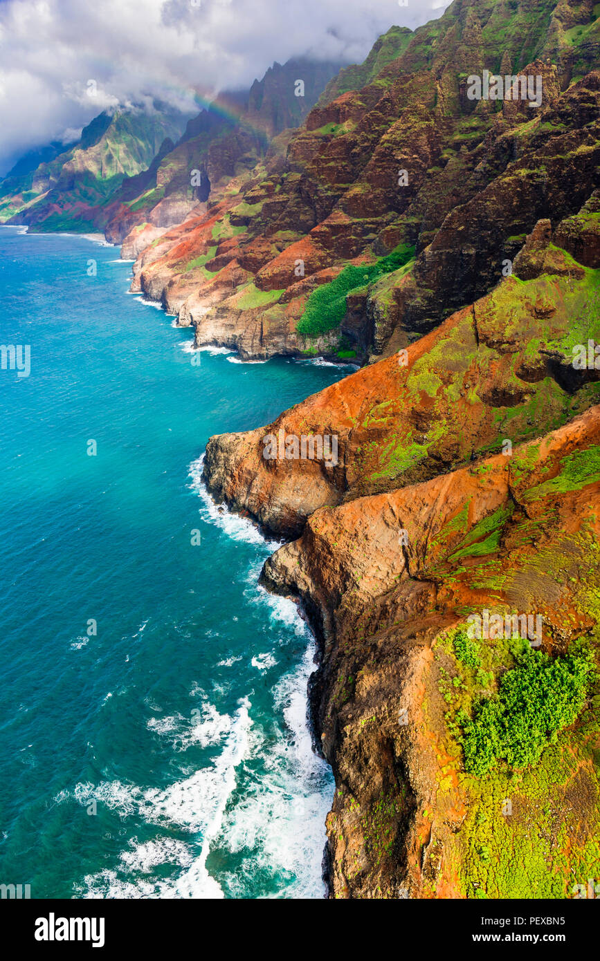 The Na Pali Coast (aerial), Napali Coast Wilderness State Park, Kauai ...