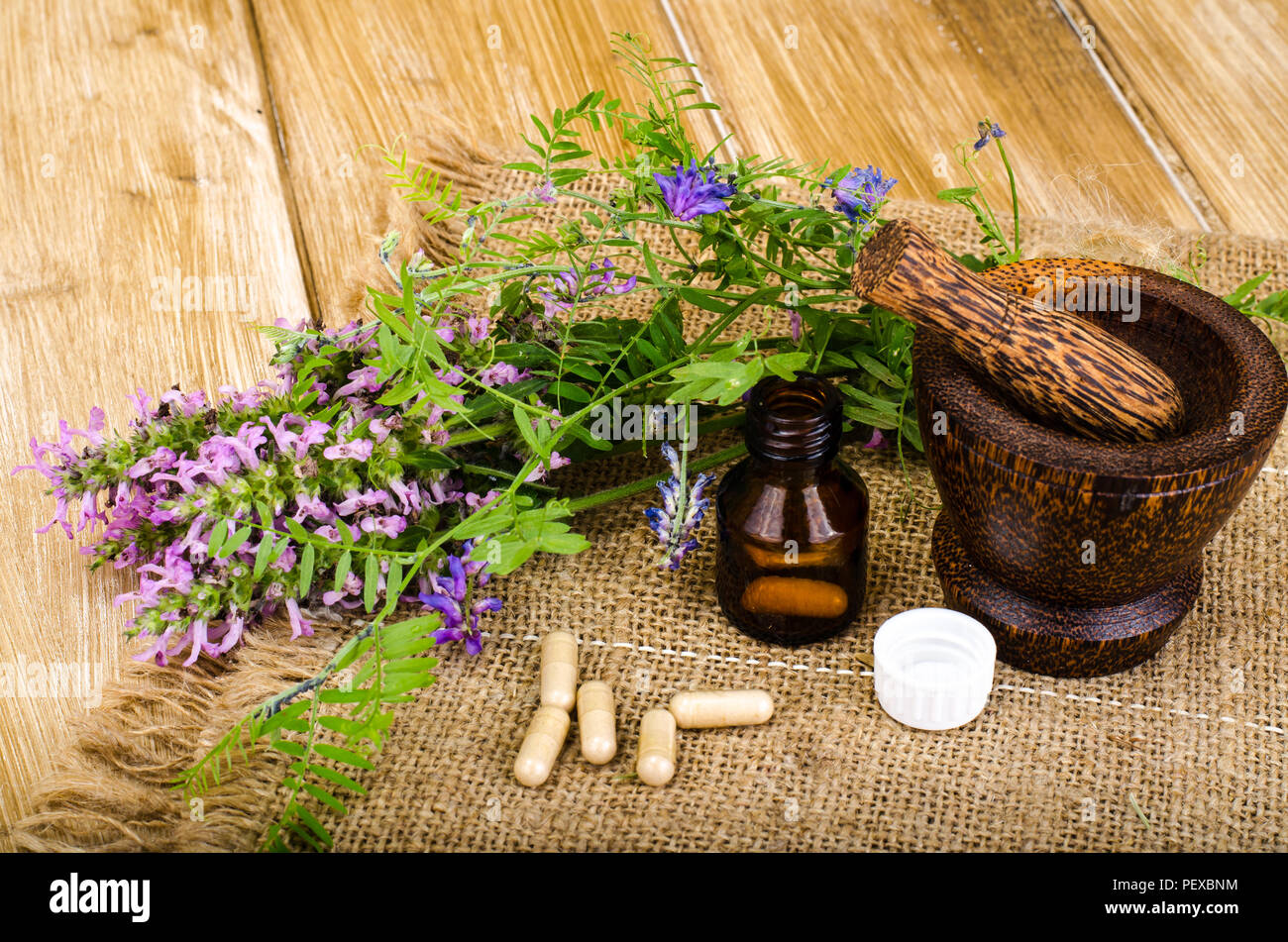 Natural herbal capsules from medicinal plants. Studio Photo Stock Photo ...