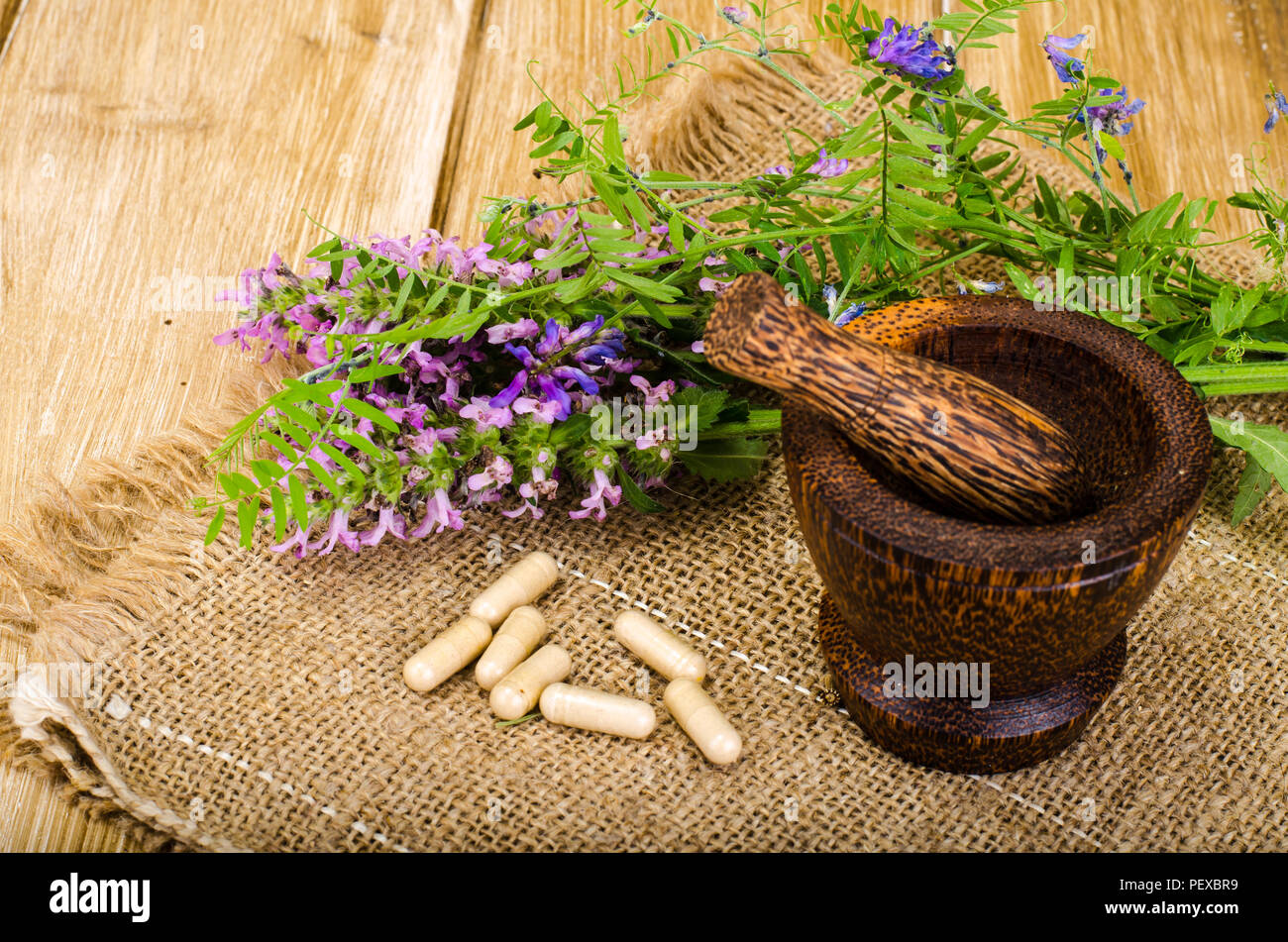 Natural herbal capsules from medicinal plants. Studio Photo Stock Photo ...