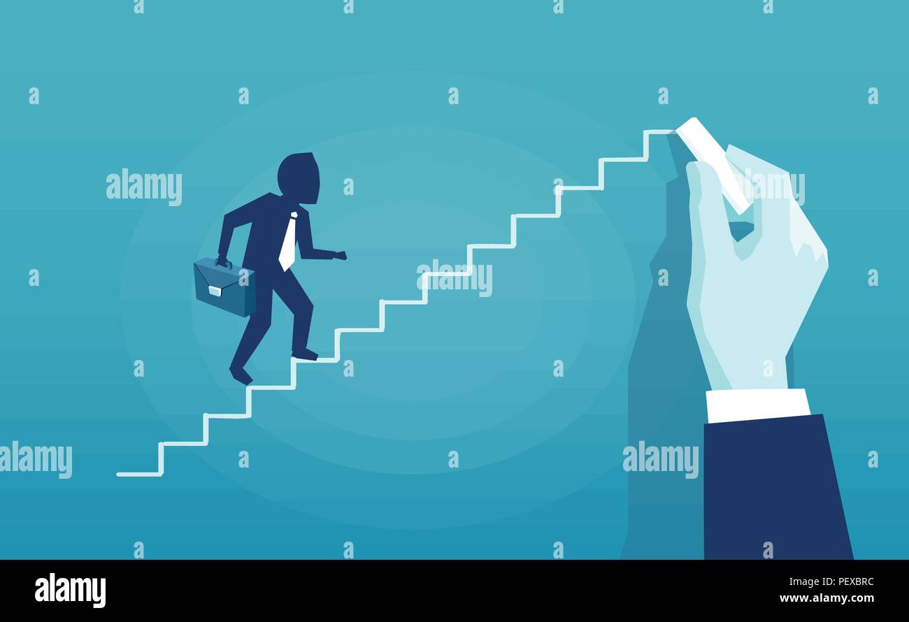 Vector of a hand drawing career ladder with chalk of an ambitious ...