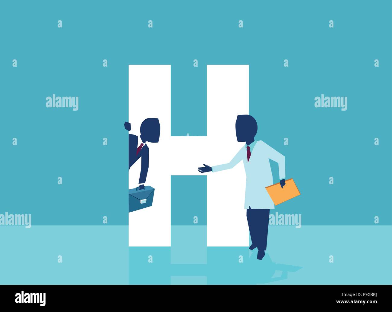 Vector of a doctor inviting businessman corporate manager in his ...