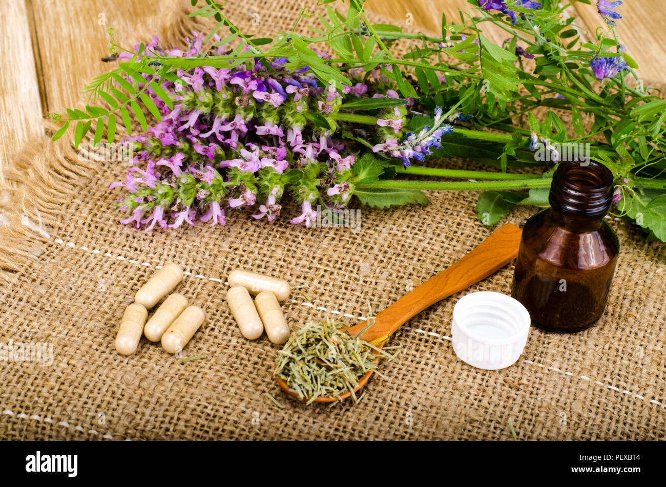 Natural herbal capsules from medicinal plants. Studio Photo Stock Photo ...