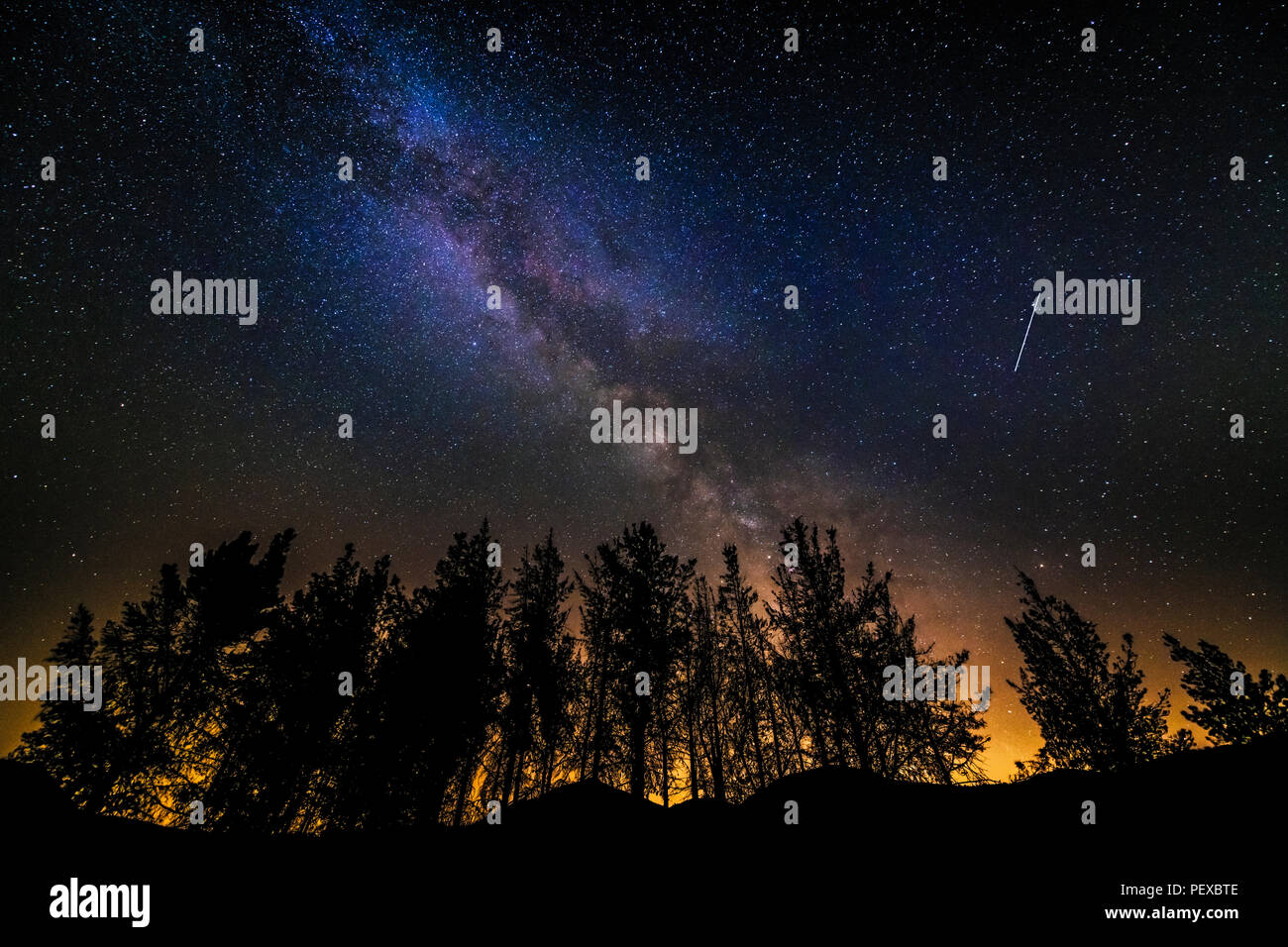 The Milky Way and Perseid meteors over Rose Valley, Los Padres National ...