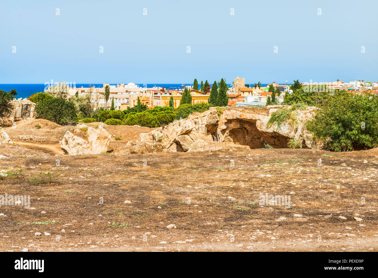 View of the town of Paphos in Cyprus. Paphos is known as the center of ...