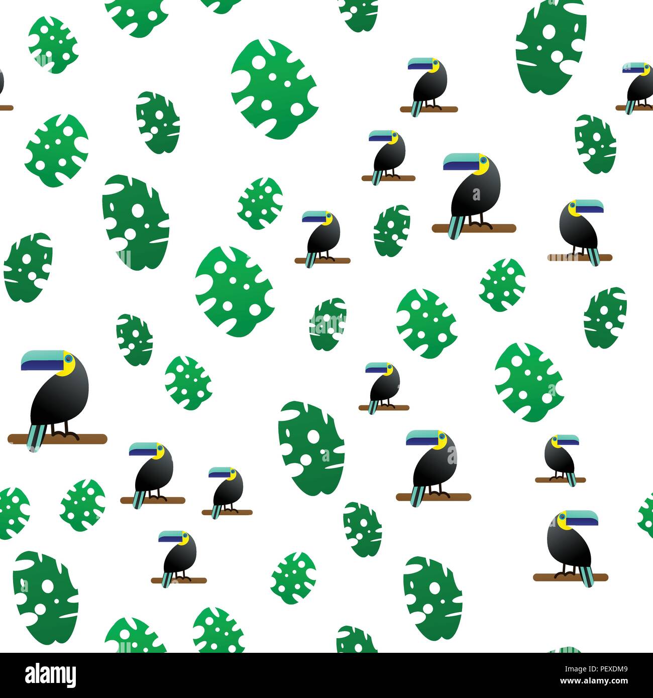 Vector illustration. Seamless pattern. Toucan and tropical monster ...
