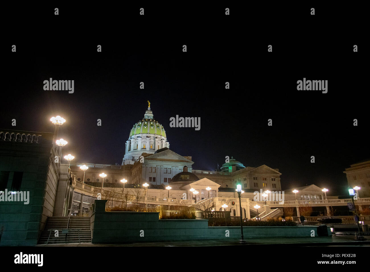 Pennsylvania State Capitol Building at Night Stock Photo - Alamy