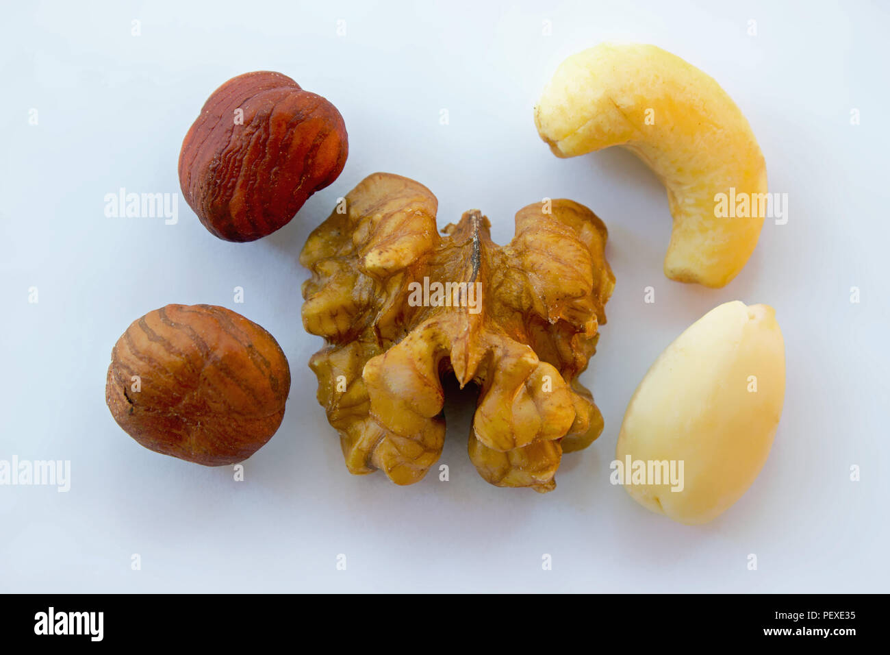 Nuts mixture hazelnuts, almonds, walnut, cashew on white background ...
