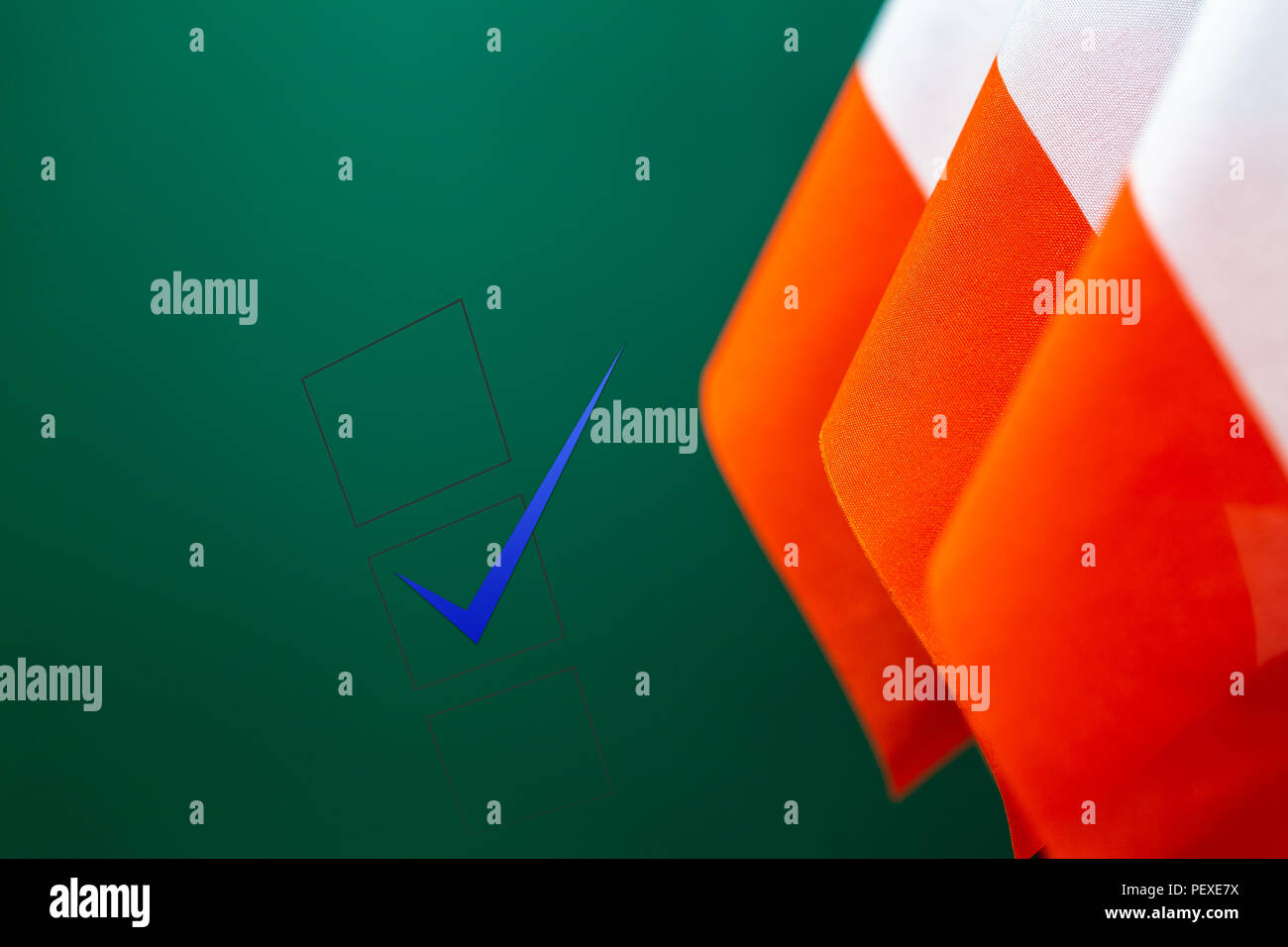 Polish flag with checkbox and mark. Concept of parliamentary elections ...