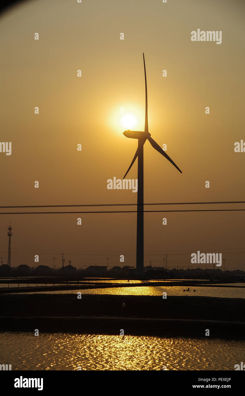 Wind Power Generation in the Sunset Stock Photo - Alamy