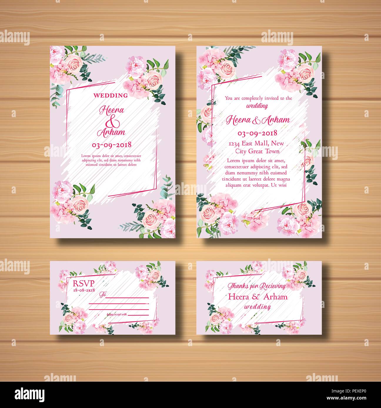 Floral vector wedding invitations Stock Vector Images - Alamy