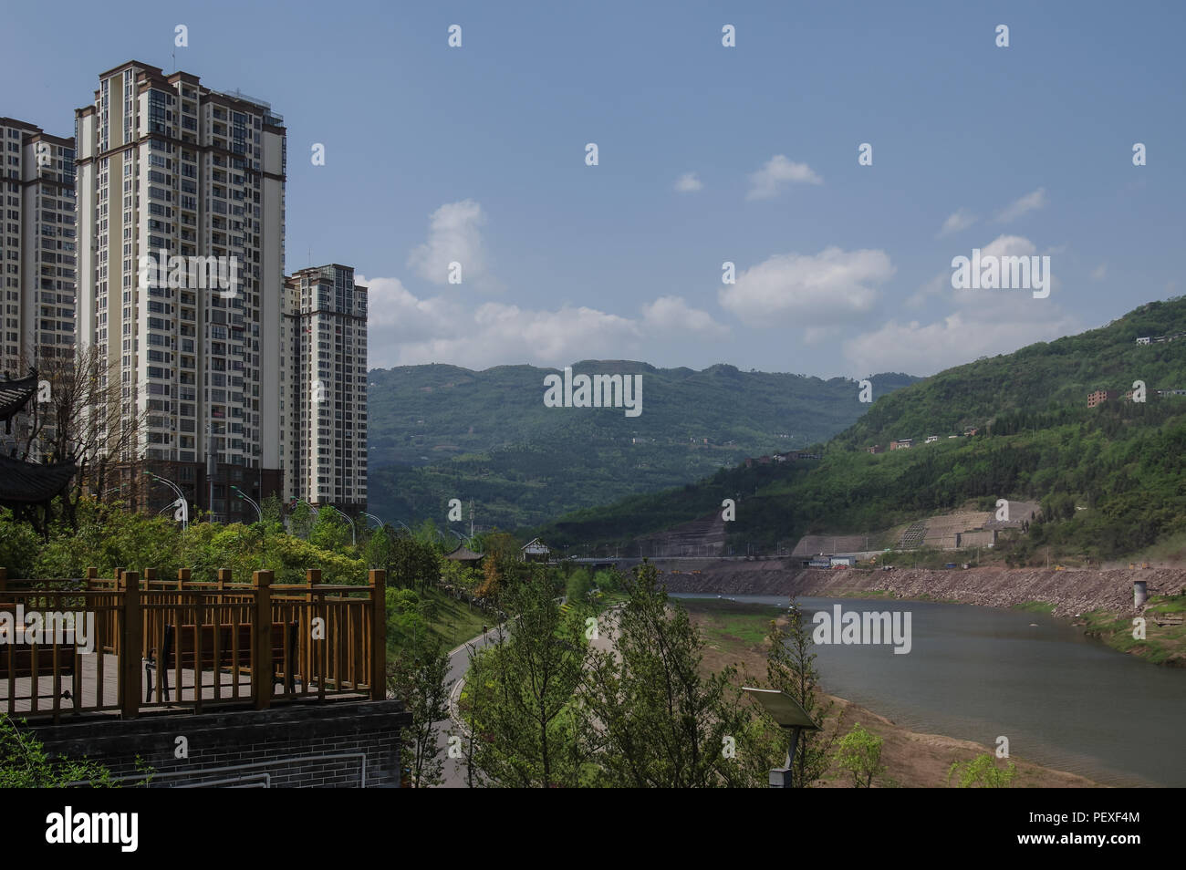 Chinese Modern Tall Buildings in the Riverside Stock Photo - Alamy
