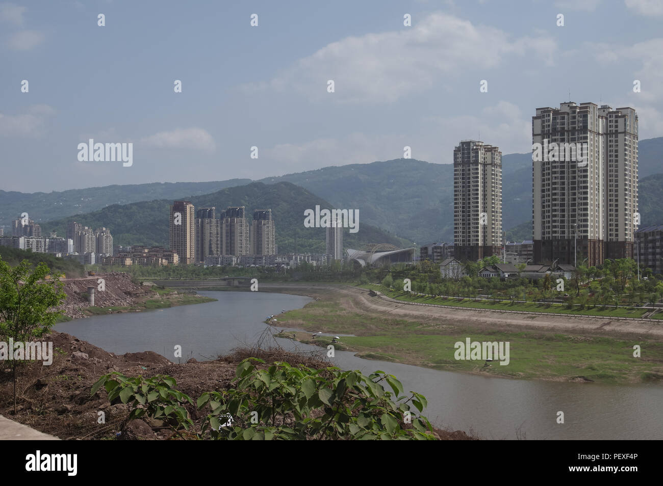 Chinese Modern Tall Buildings in the Riverside Stock Photo - Alamy
