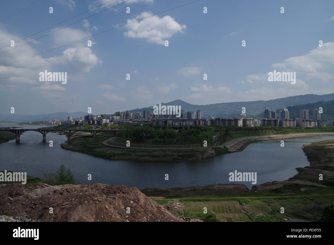 Chinese Modern Tall Buildings in the Riverside Stock Photo - Alamy