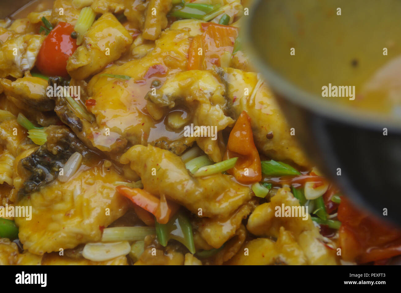 A Close-up of a Dish of Cooked Chicken Stock Photo - Alamy