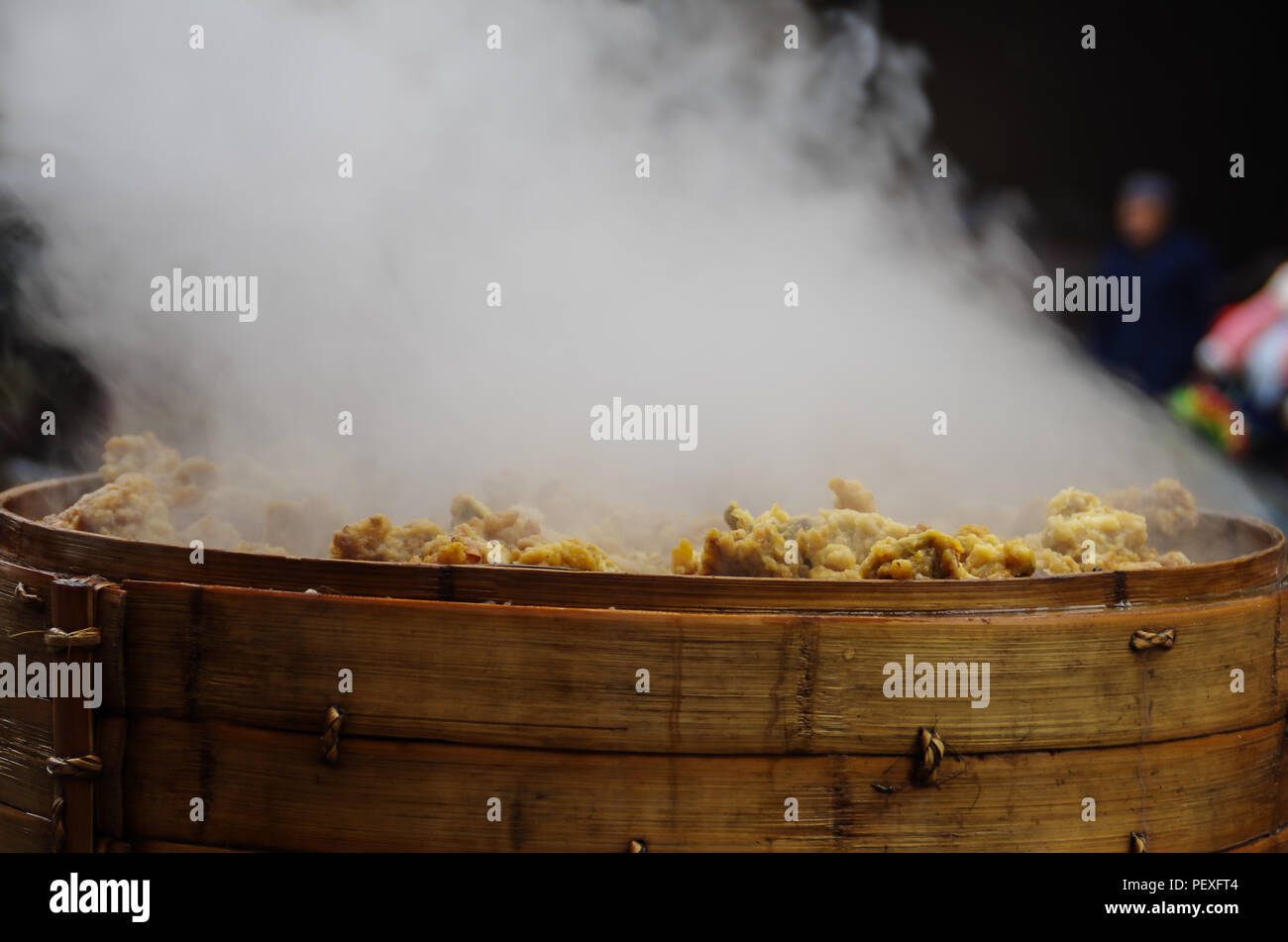 Chicken in the Food Steamer Stock Photo - Alamy