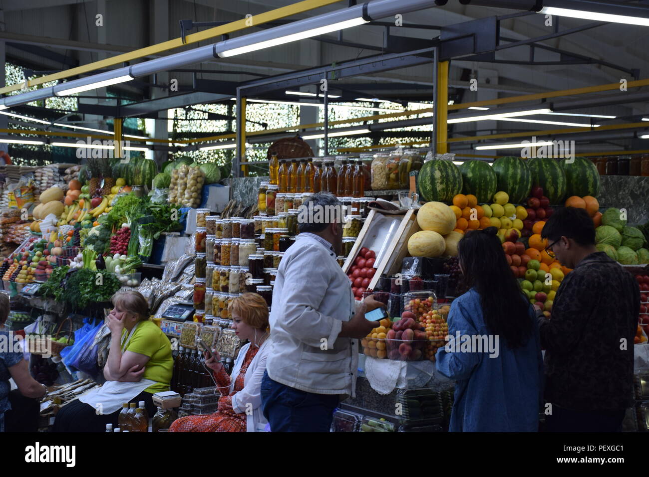 Food and people inside a food market in Moscow, Russia Stock Photo - Alamy