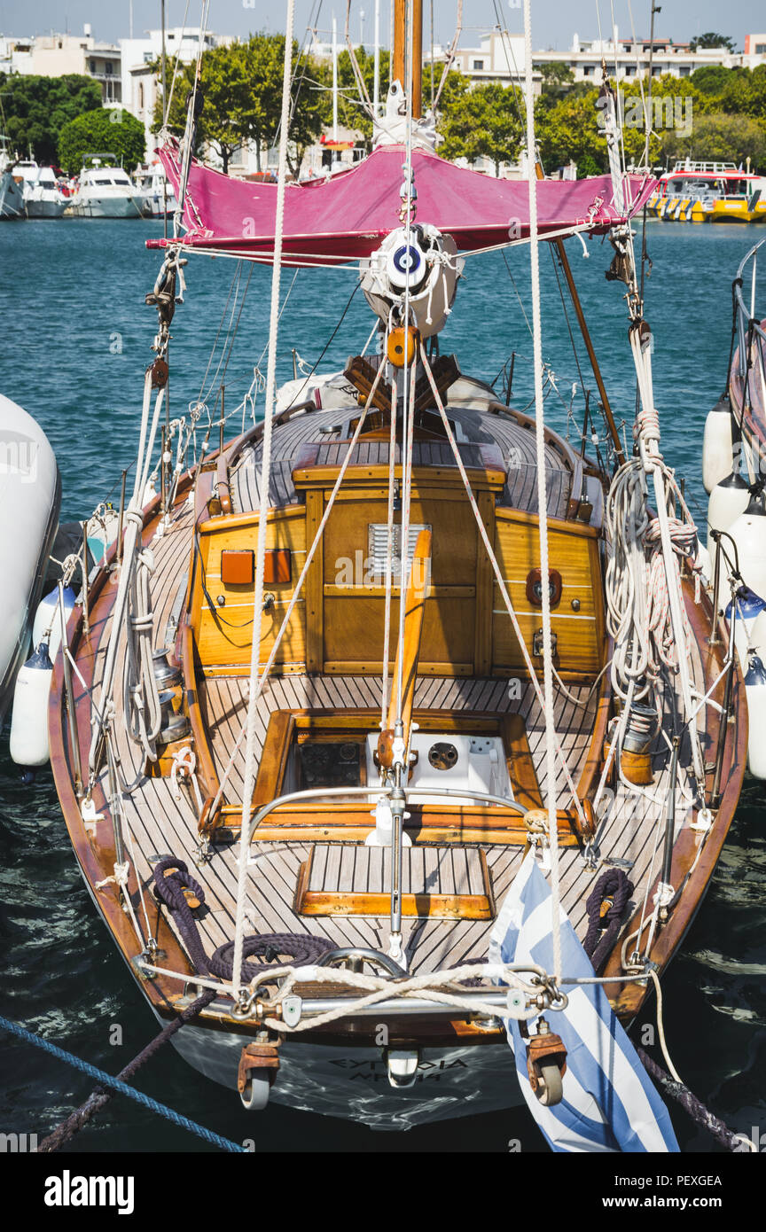 Vintage sailing boat in Rhodes harbor Stock Photo - Alamy