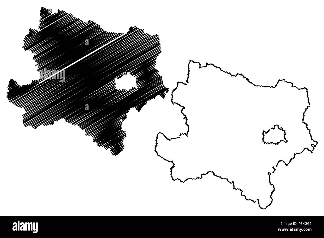Lower Austria (Republic of Austria) map vector illustration, scribble ...