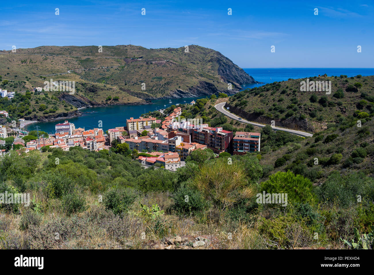 Portbou town, Costa Brava, Catalonia, Spain Stock Photo - Alamy