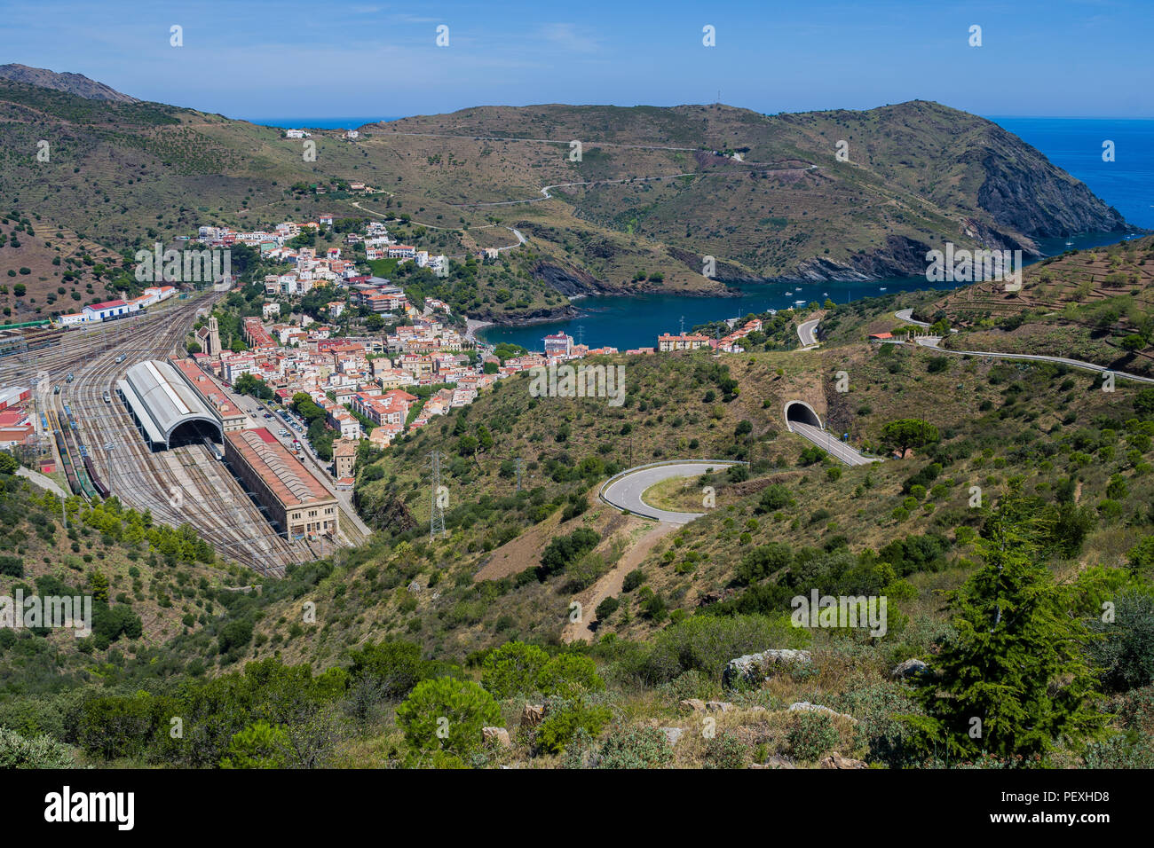 Portbou town, Costa Brava, Catalonia, Spain Stock Photo - Alamy