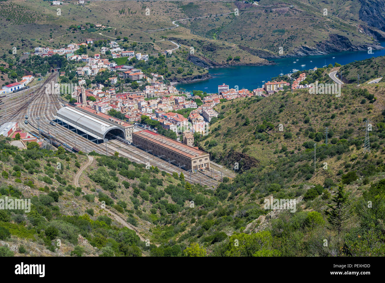 Portbou town, Costa Brava, Catalonia, Spain Stock Photo - Alamy