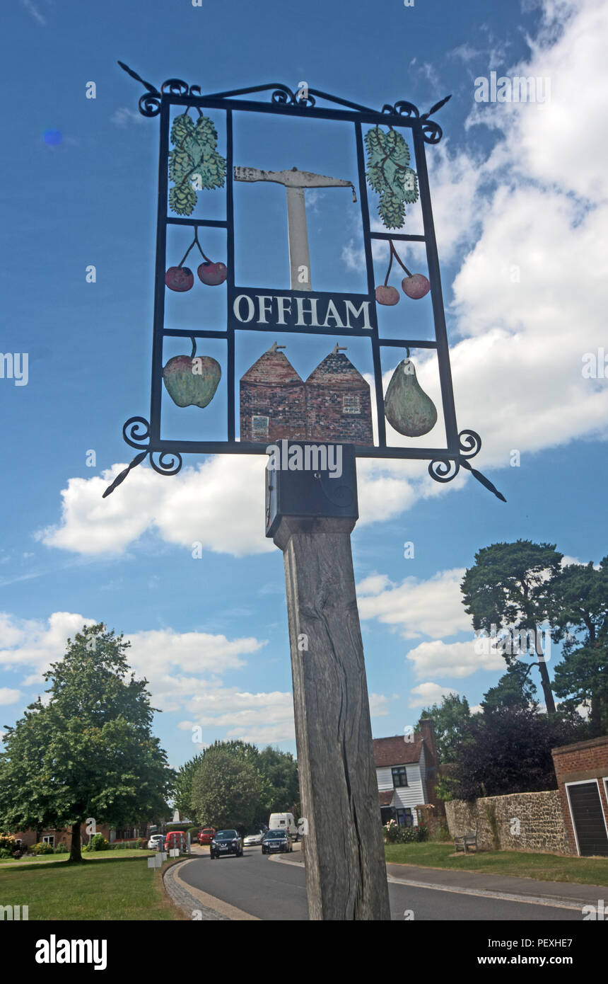 Offham Village Sign Kent UK Stock Photo - Alamy