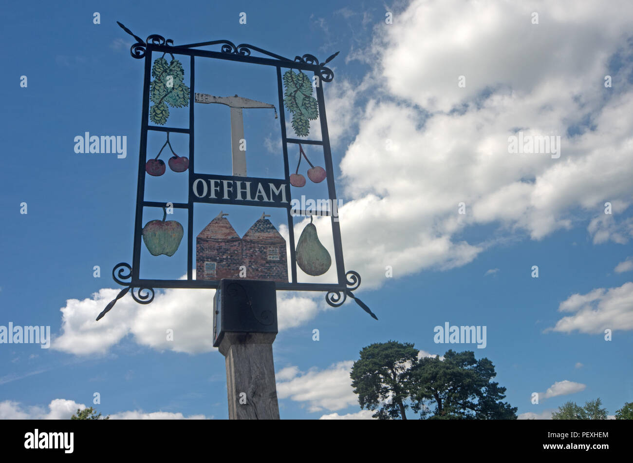 Offham Village Sign Kent UK Stock Photo - Alamy