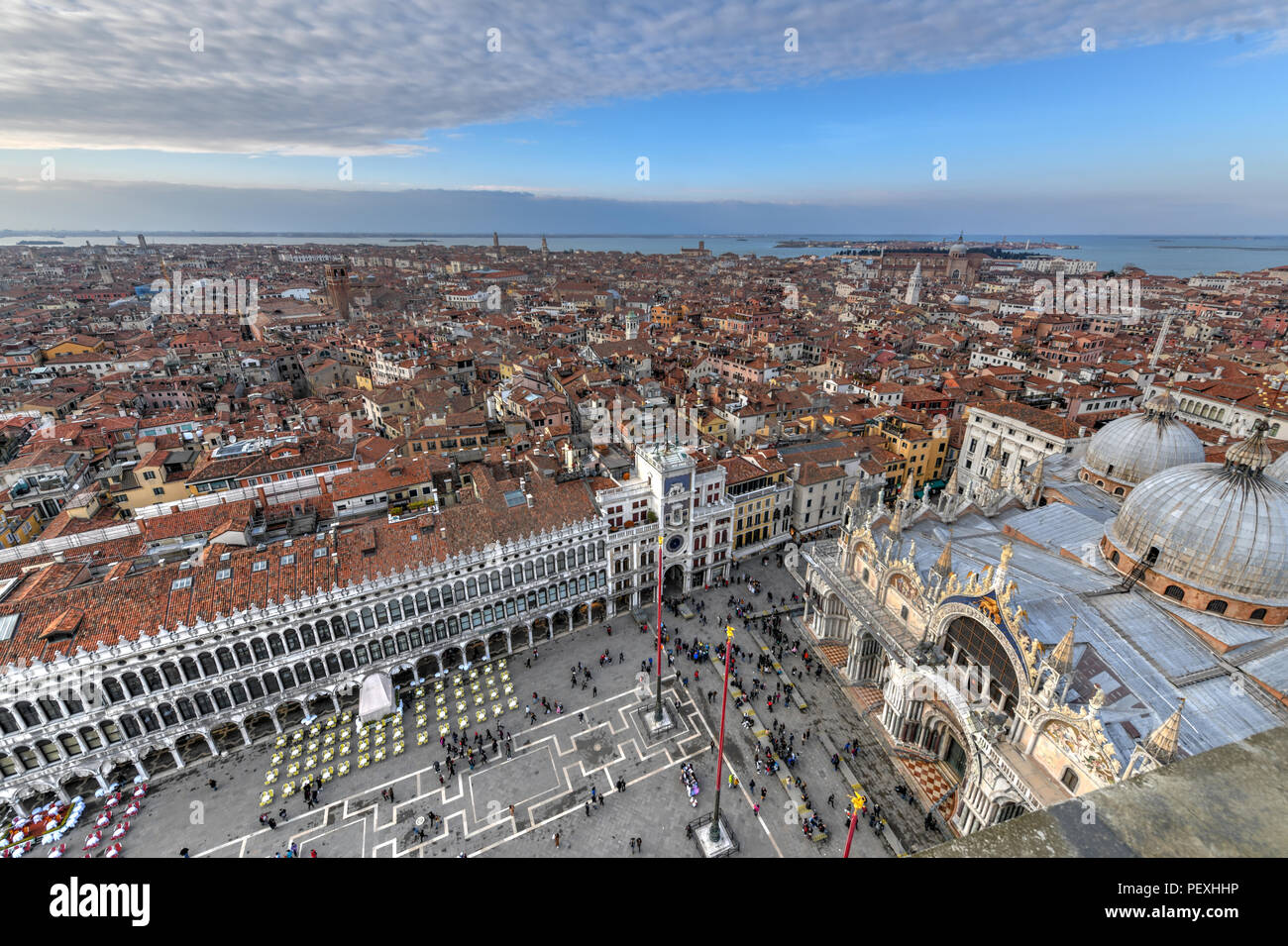 Aerial view of Saint Mark's Square in Venice Italy. It is the principal ...