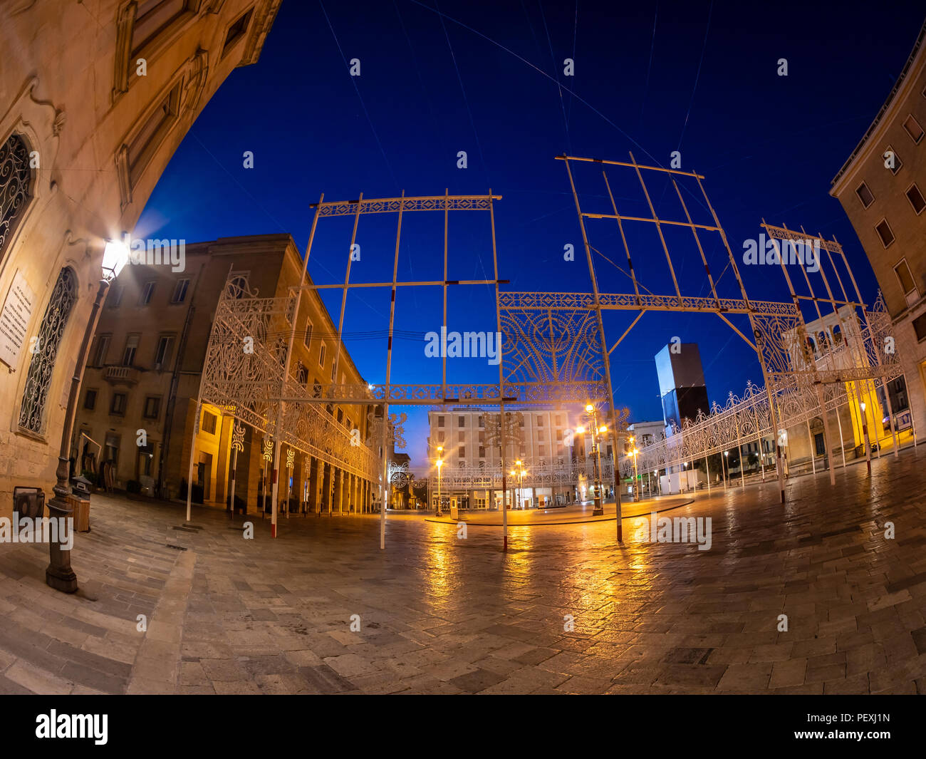 Romantic night scene in downtown of Lecce city. Cityscape with ...