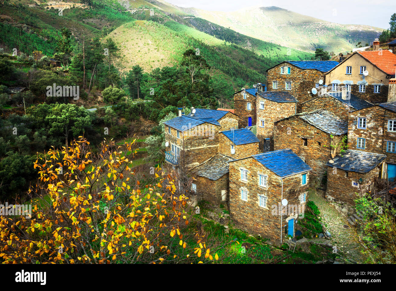 Beautiful Piodao village,view with traditional houses,Portugal Stock ...