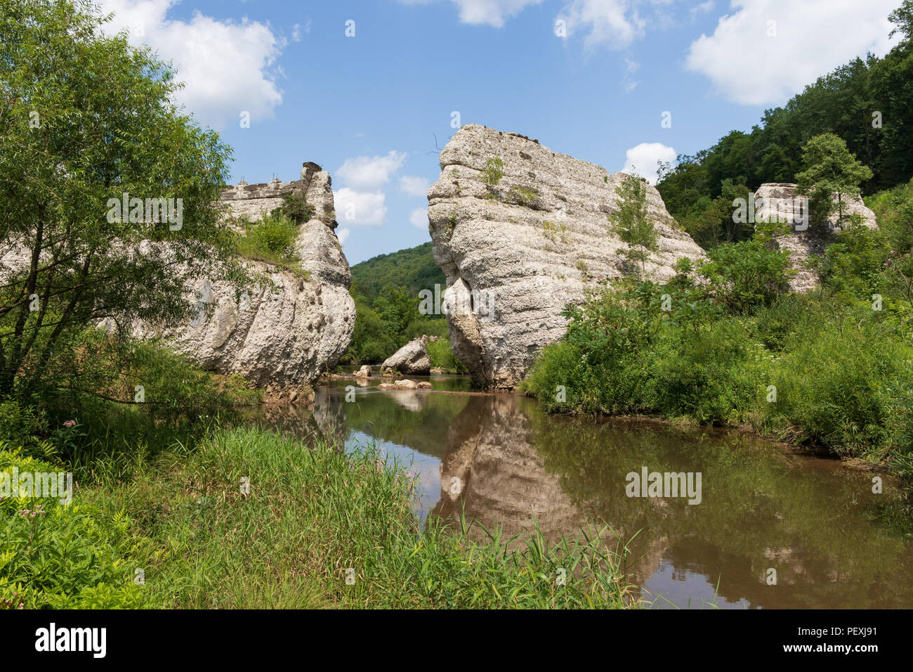 AUSTIN, PA, USA-10 AUGUST 18: Remains of a dam which failed soon after ...