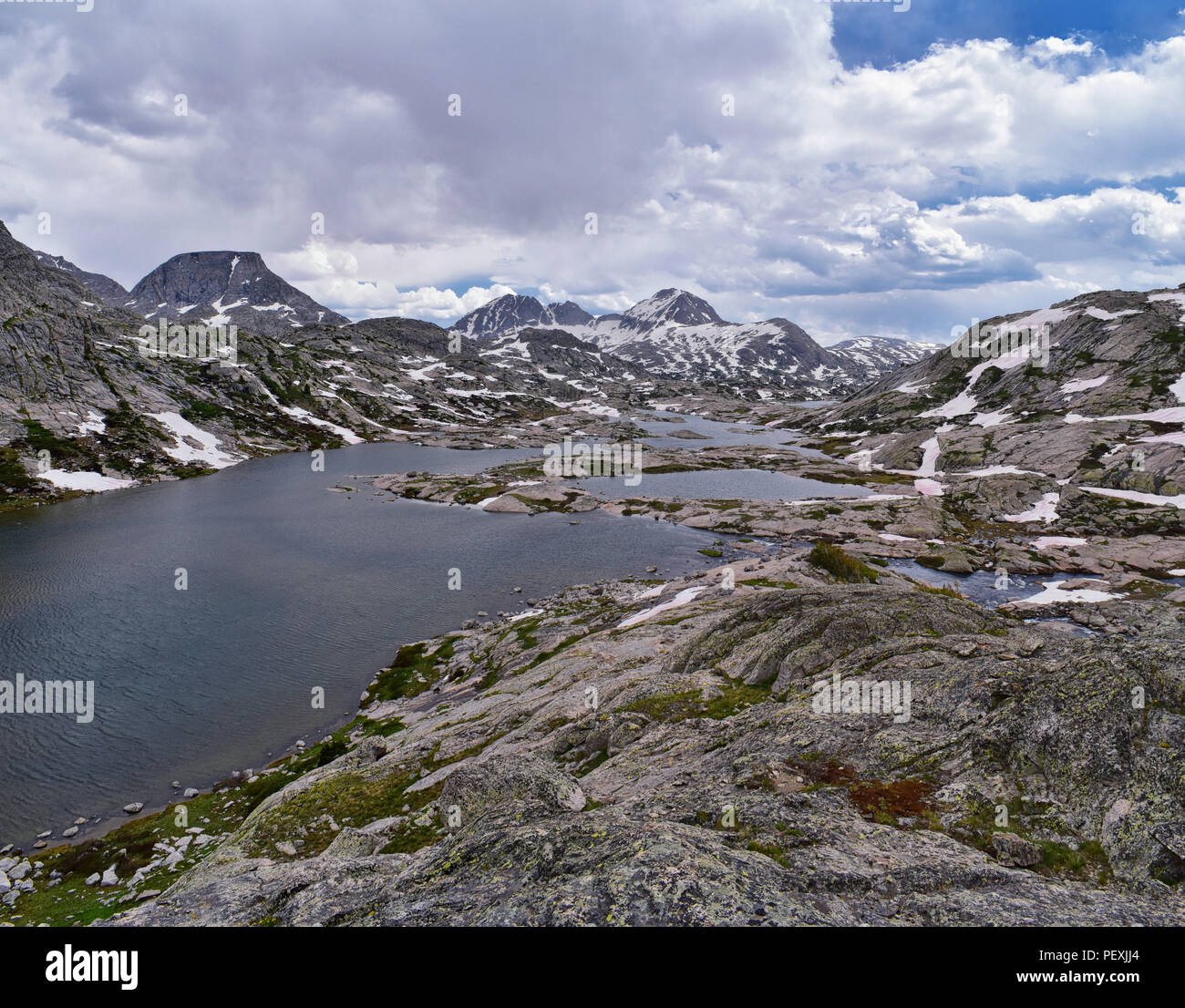 Upper and Lower Jean Lake in the Titcomb Basin along the Wind River ...