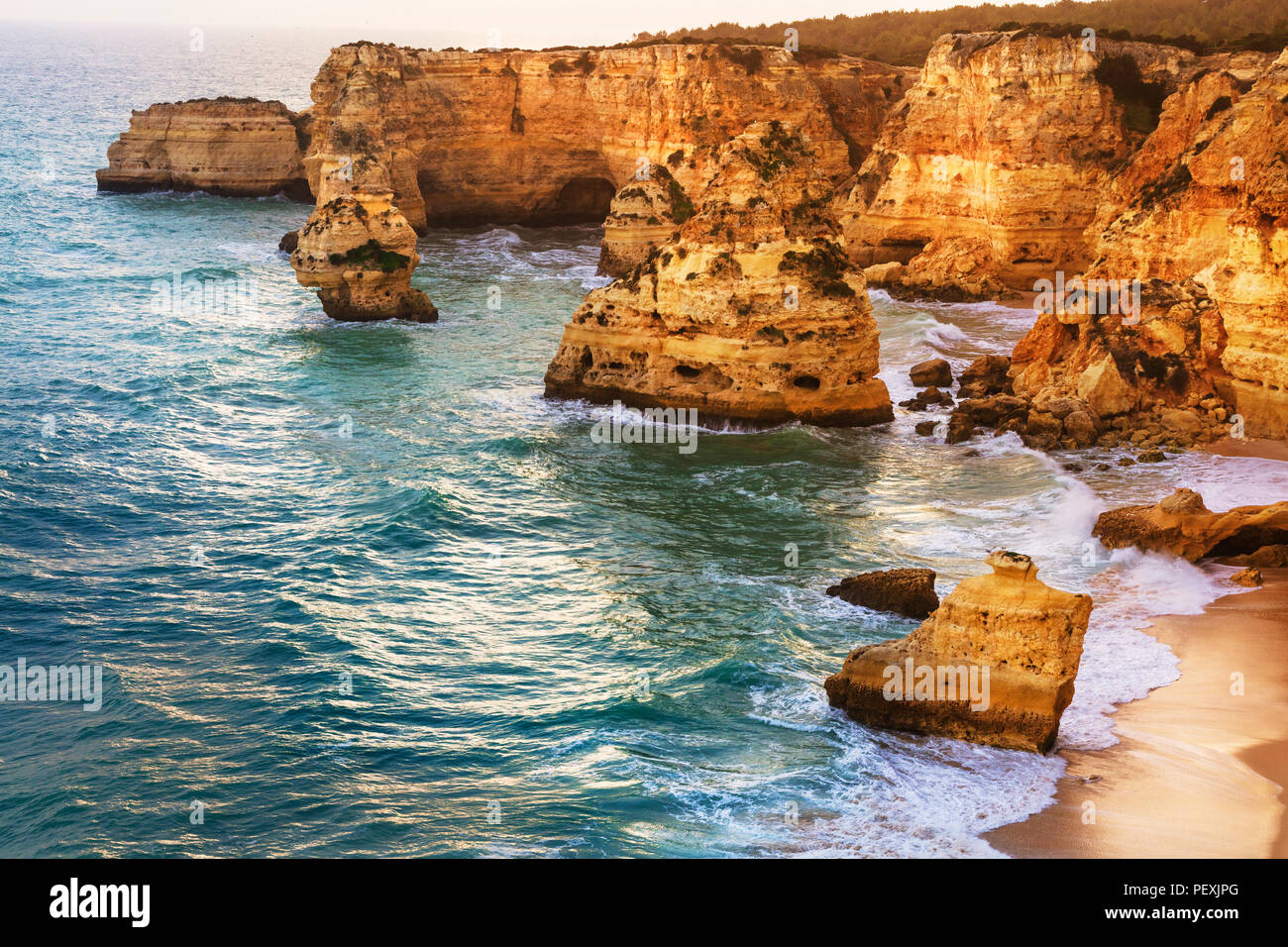 golden rocks of Algarve coast in Portugal Stock Photo - Alamy