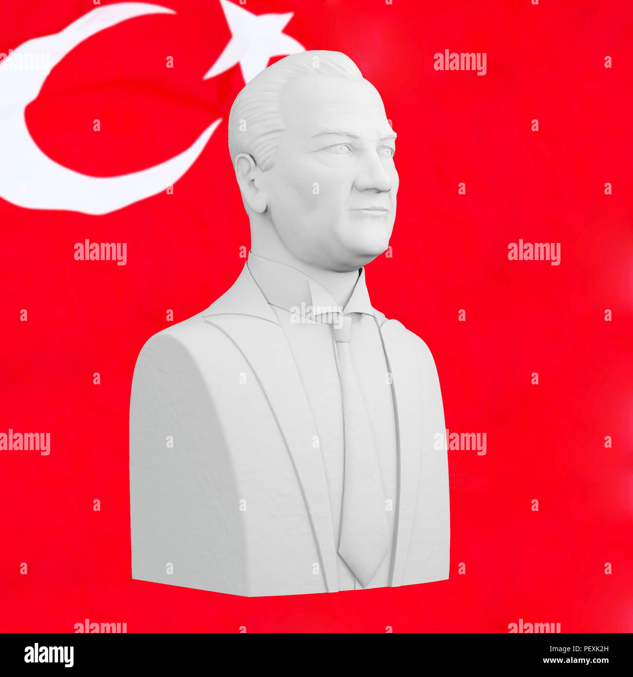 Mustafa Kemal Ataturk founder Turkish Republic. Against the background ...