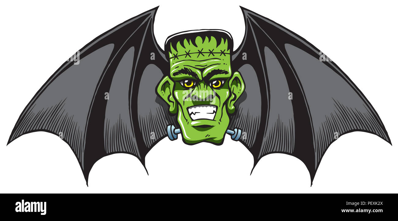 Frankenstein Bat with wings as a isloated halloween cartoon Stock Photo ...