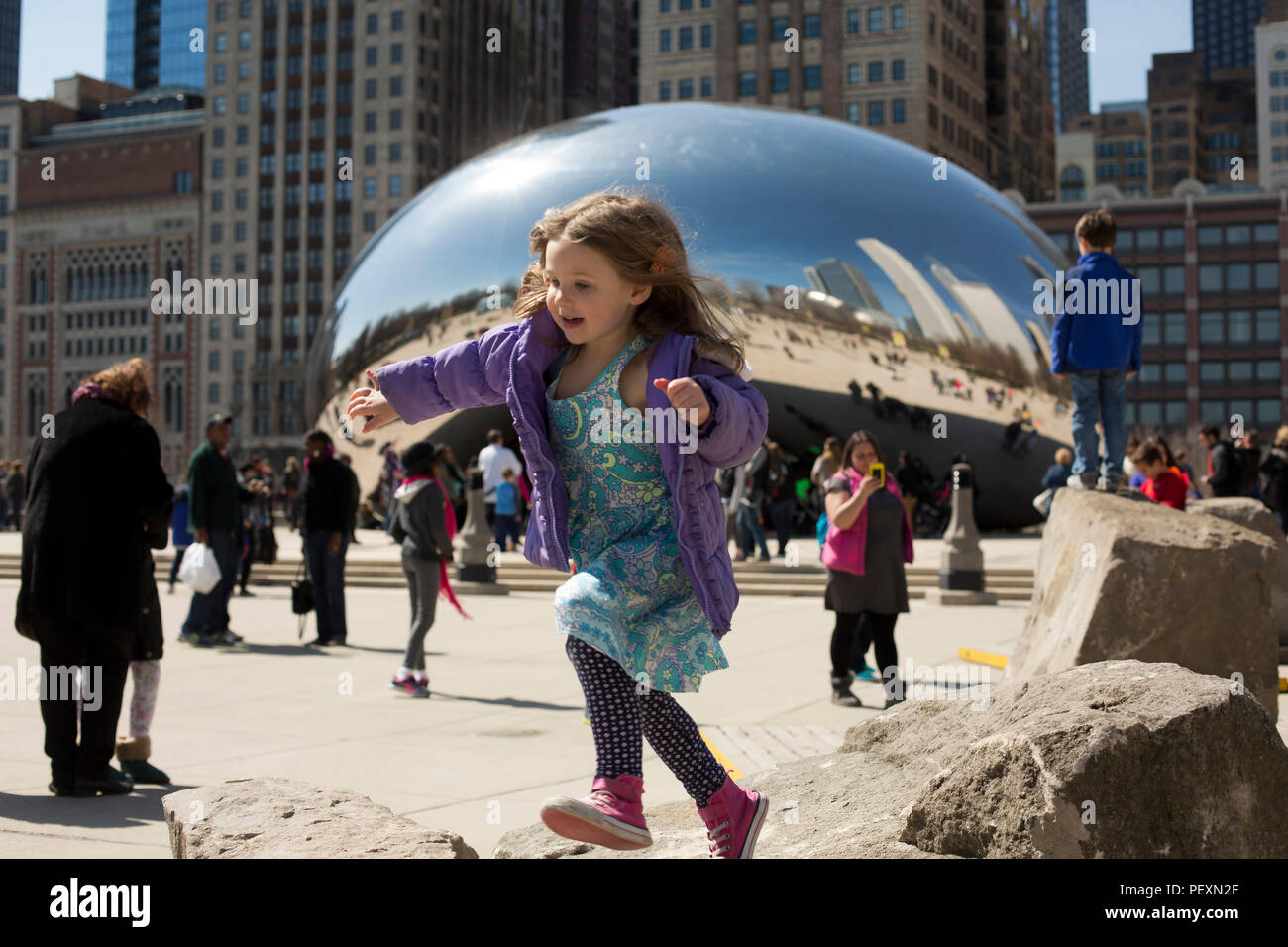 Girl near Cloud Gate, Chicago, Illinois, USA Stock Photo - Alamy