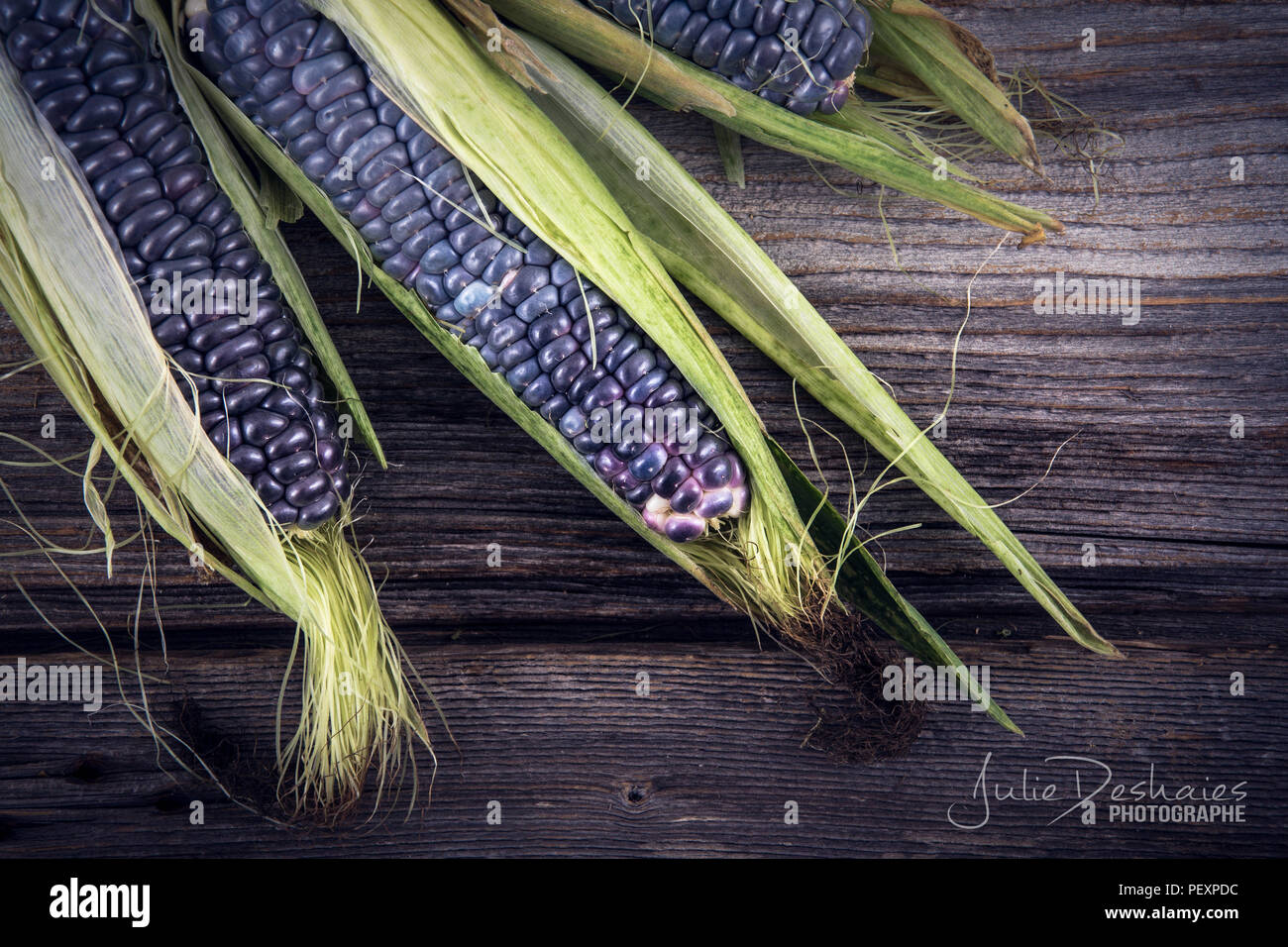 mini blue sweet corn with leaves Stock Photo - Alamy