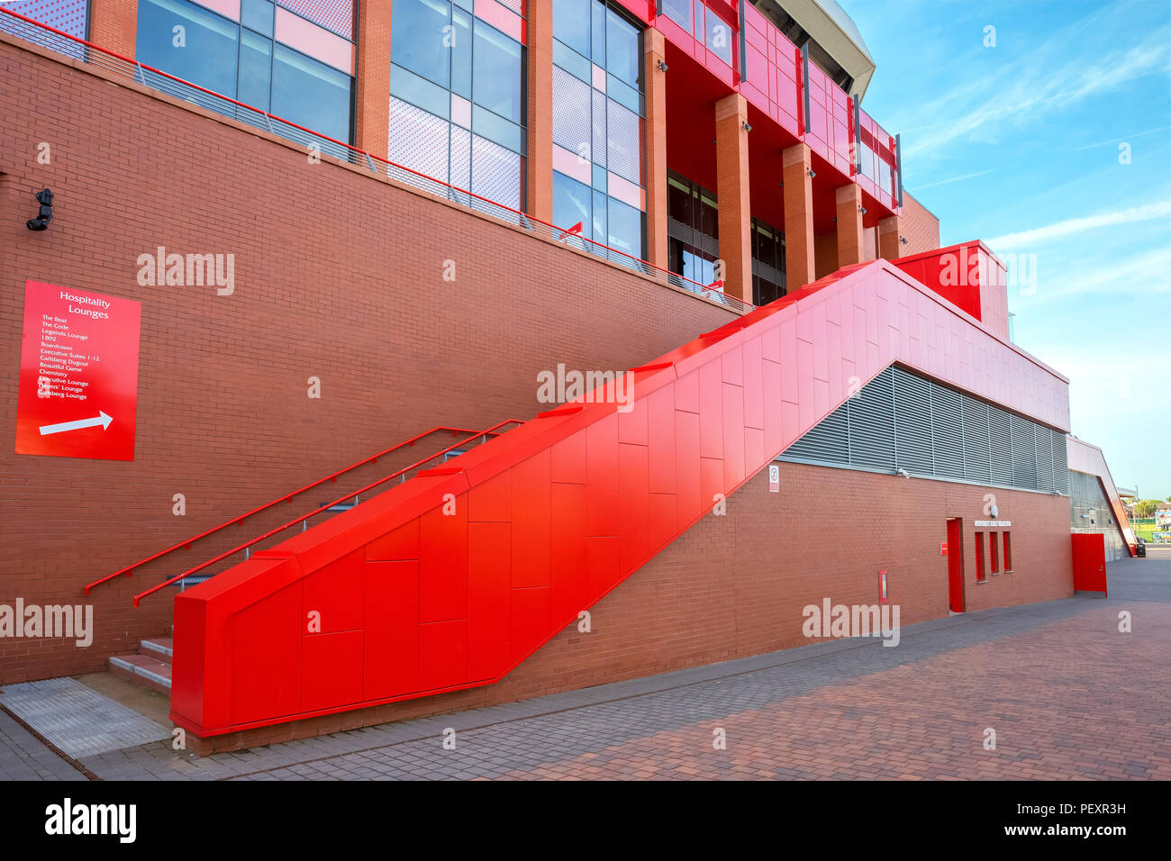 LIVERPOOL, UK - MAY 17 2018: Anfield stadium, the home ground of ...