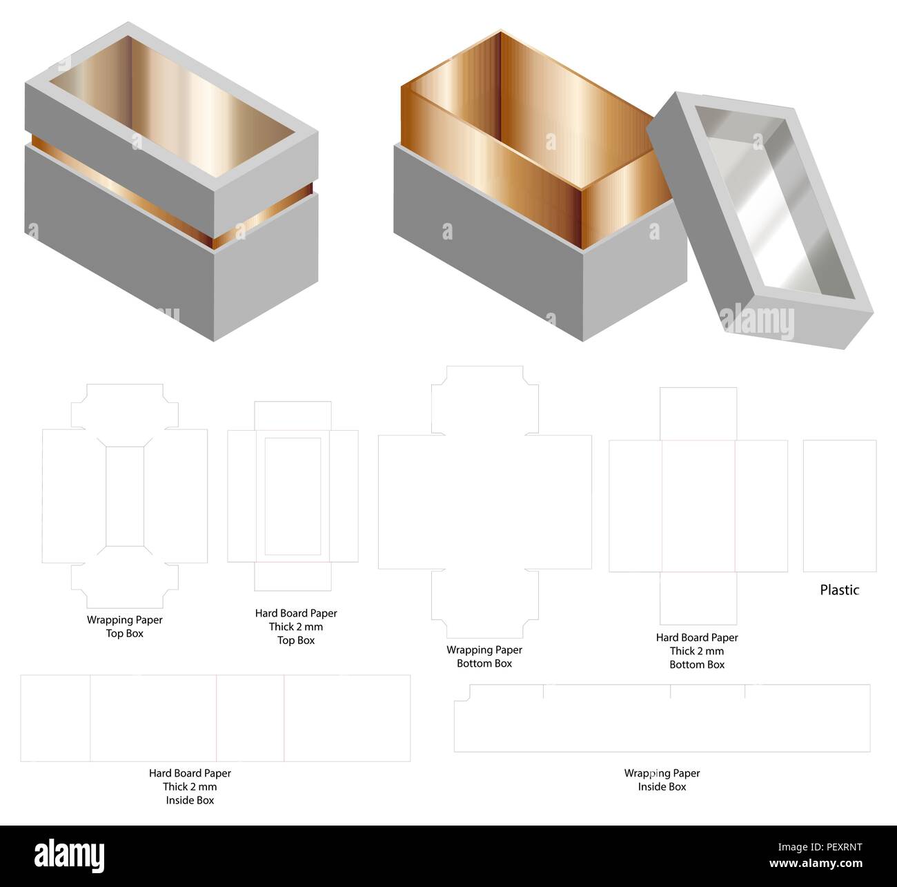 hard board paper rigid box 3d mockup with dieline Stock Vector Image ...