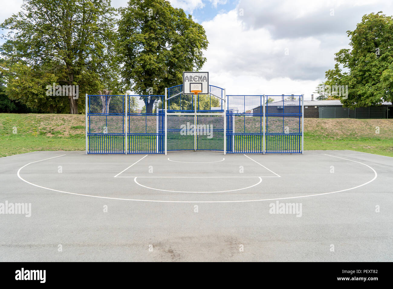 Basketball practice court with white line markings Stock Photo - Alamy