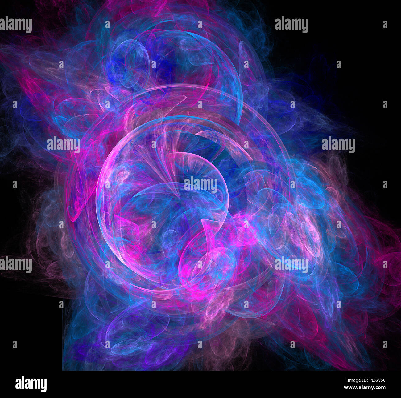Abstract colorful blue and violet fractal on black background. Fantasy ...