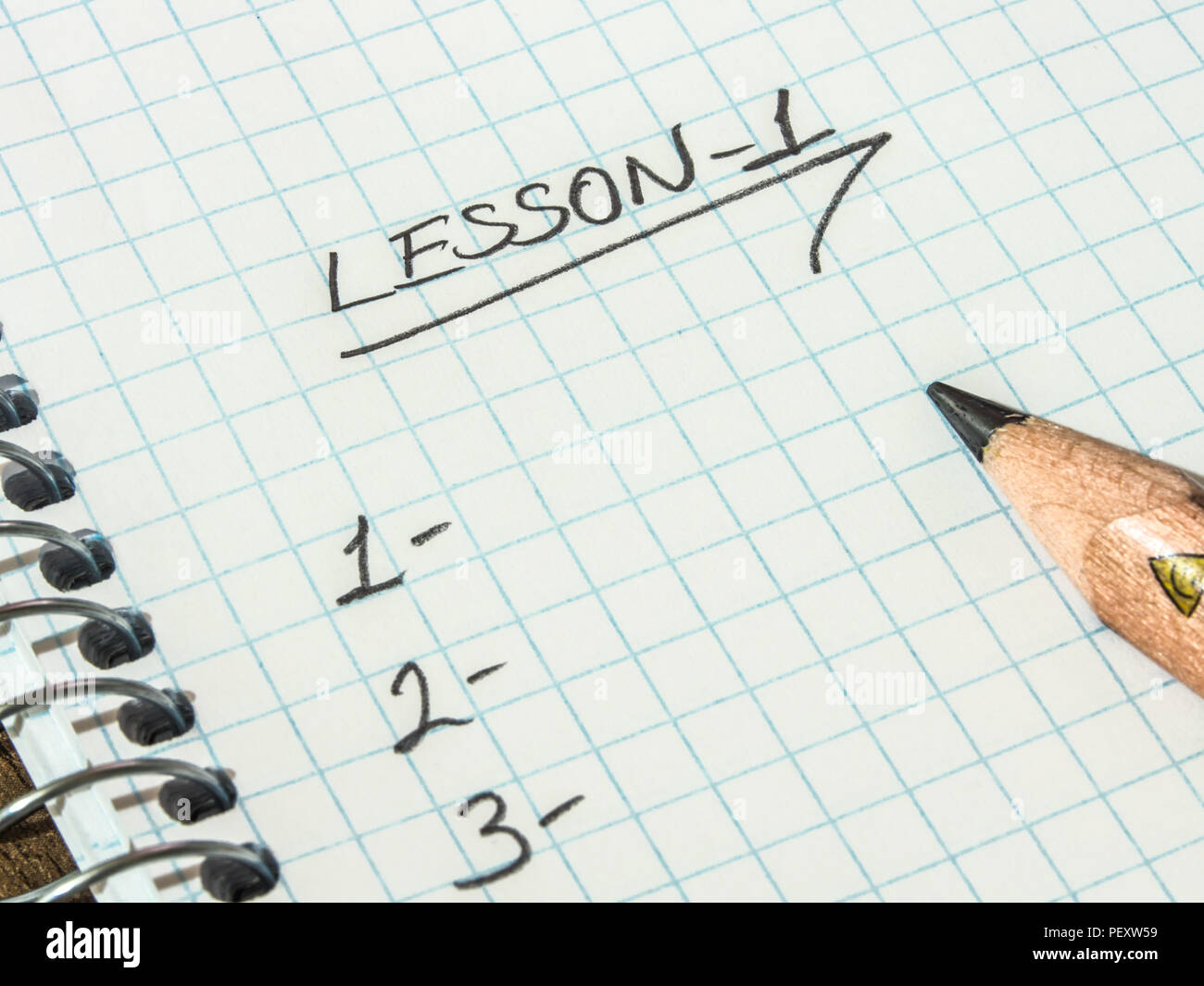 Pencil apple wooden table black background hi-res stock photography and ...