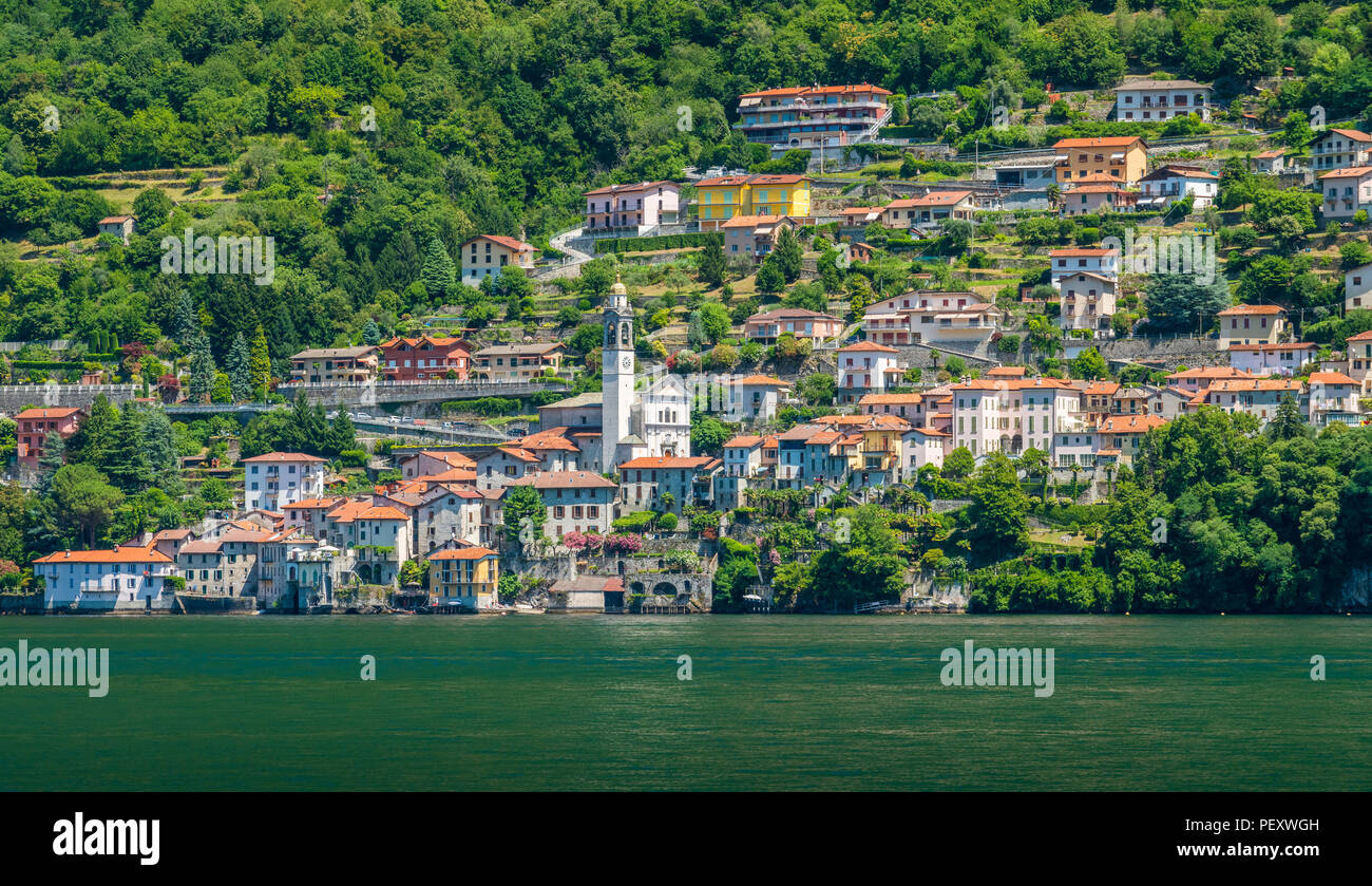 Nesso as seen from the ferry, Lake Como, Lombardy Italy Stock Photo - Alamy